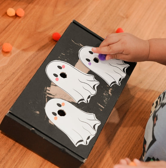 Feed the Ghost Pom Poms DIY Activity – TiffyMama